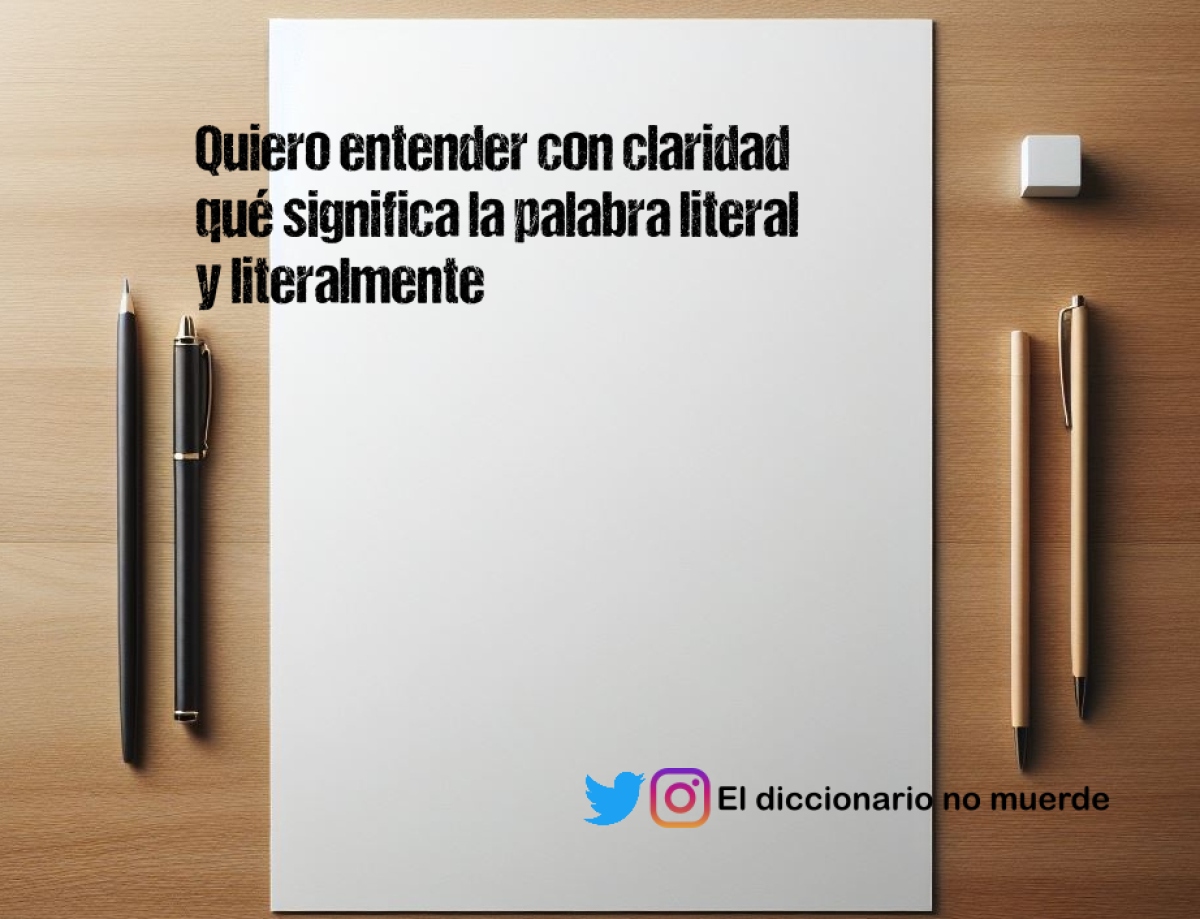 Quiero entender con claridad qué significa la palabra literal y ...
