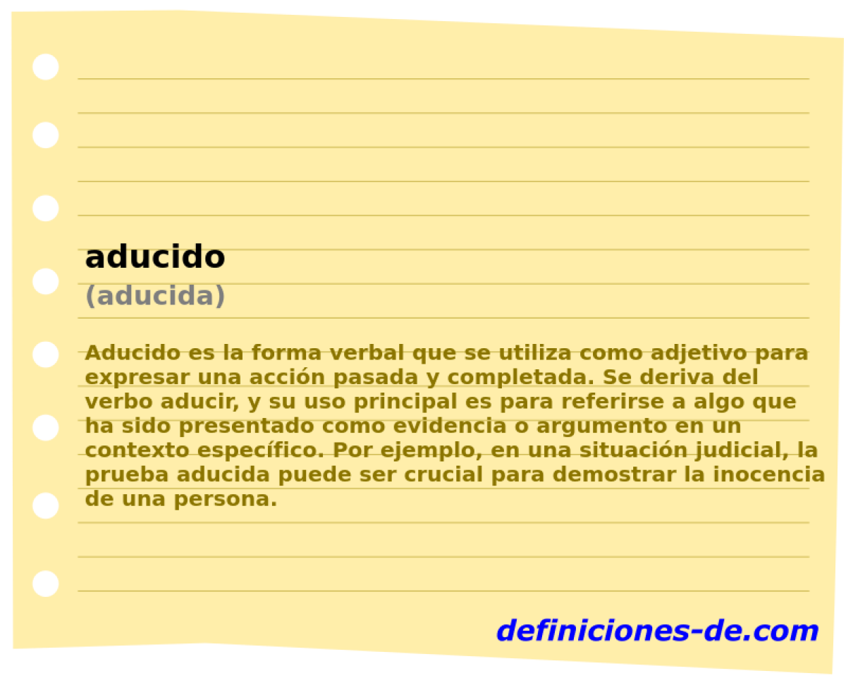 Significado de «aducido (aducida)»