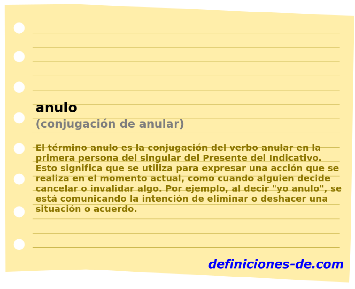 Anulo (conjugación de anular) | Significado de anulo