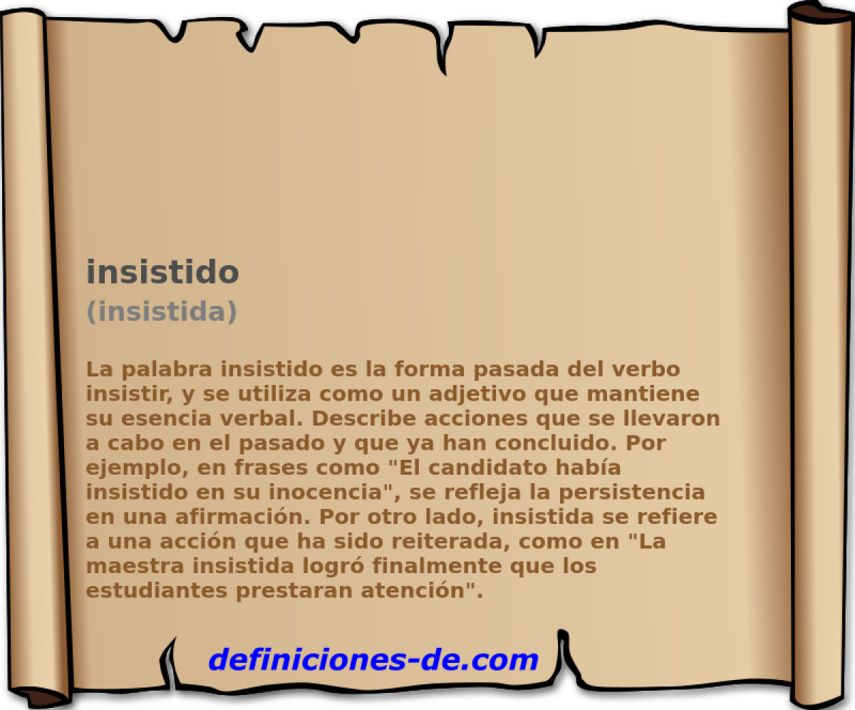 Significado de «insistido (insistida)»