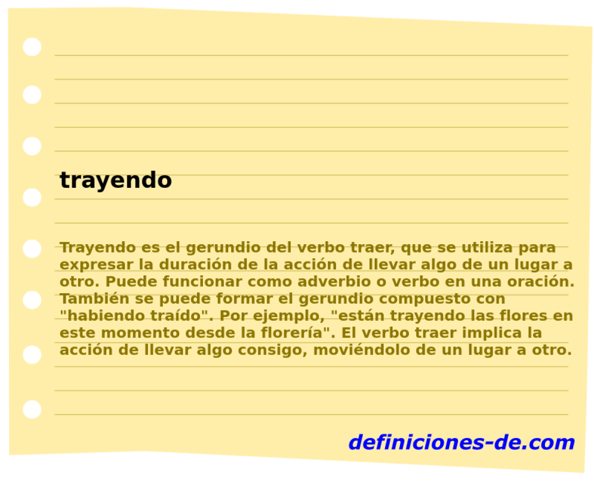 Significado de «trayendo»