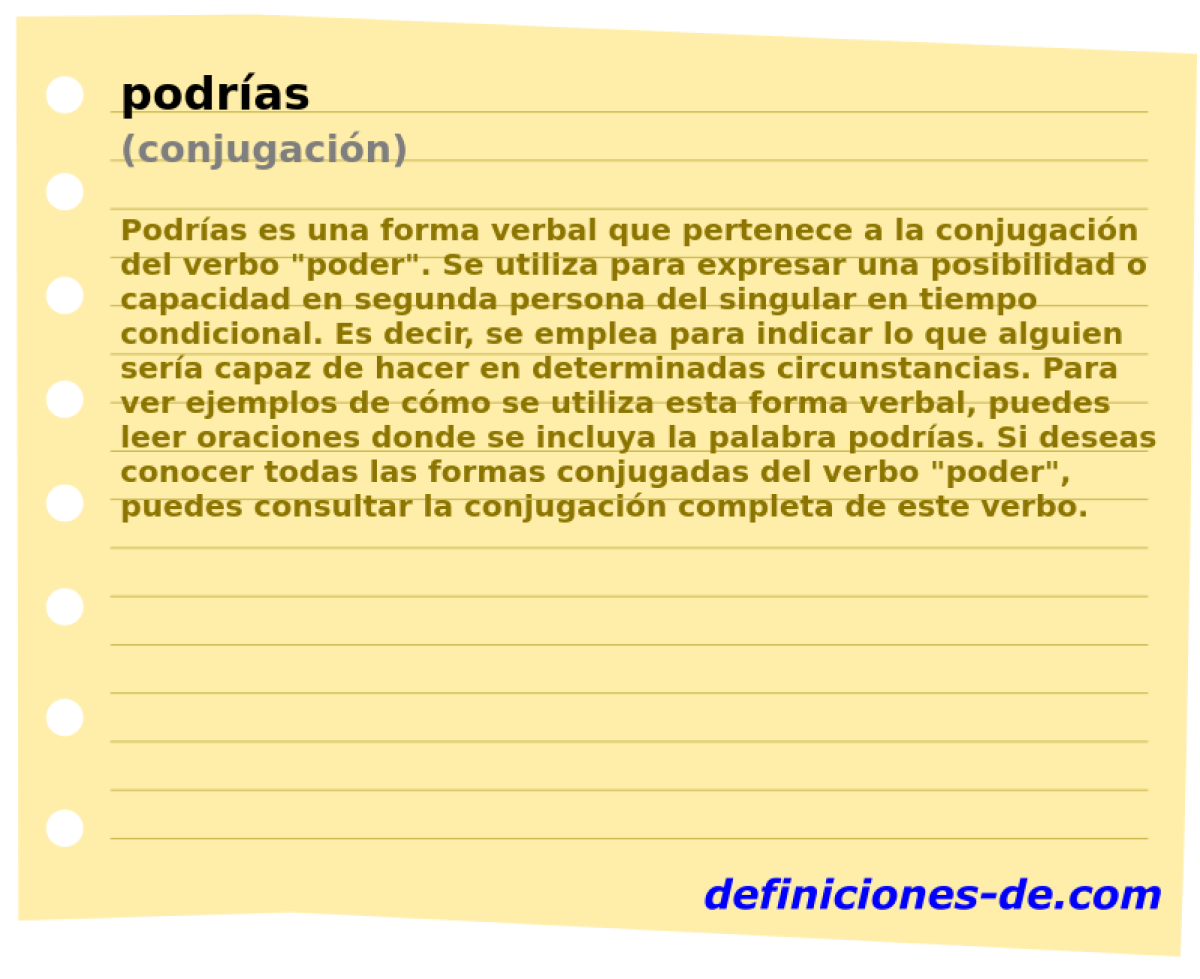Significado de «podrías (conjugación)»