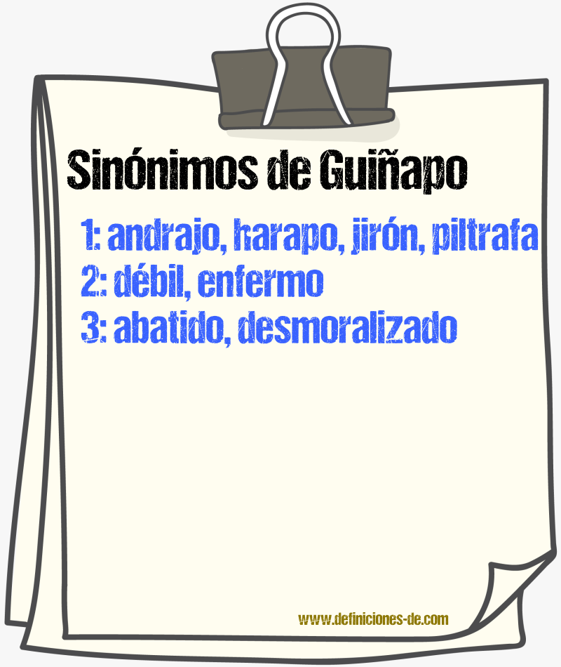 Sinónimos de «guiñapo»