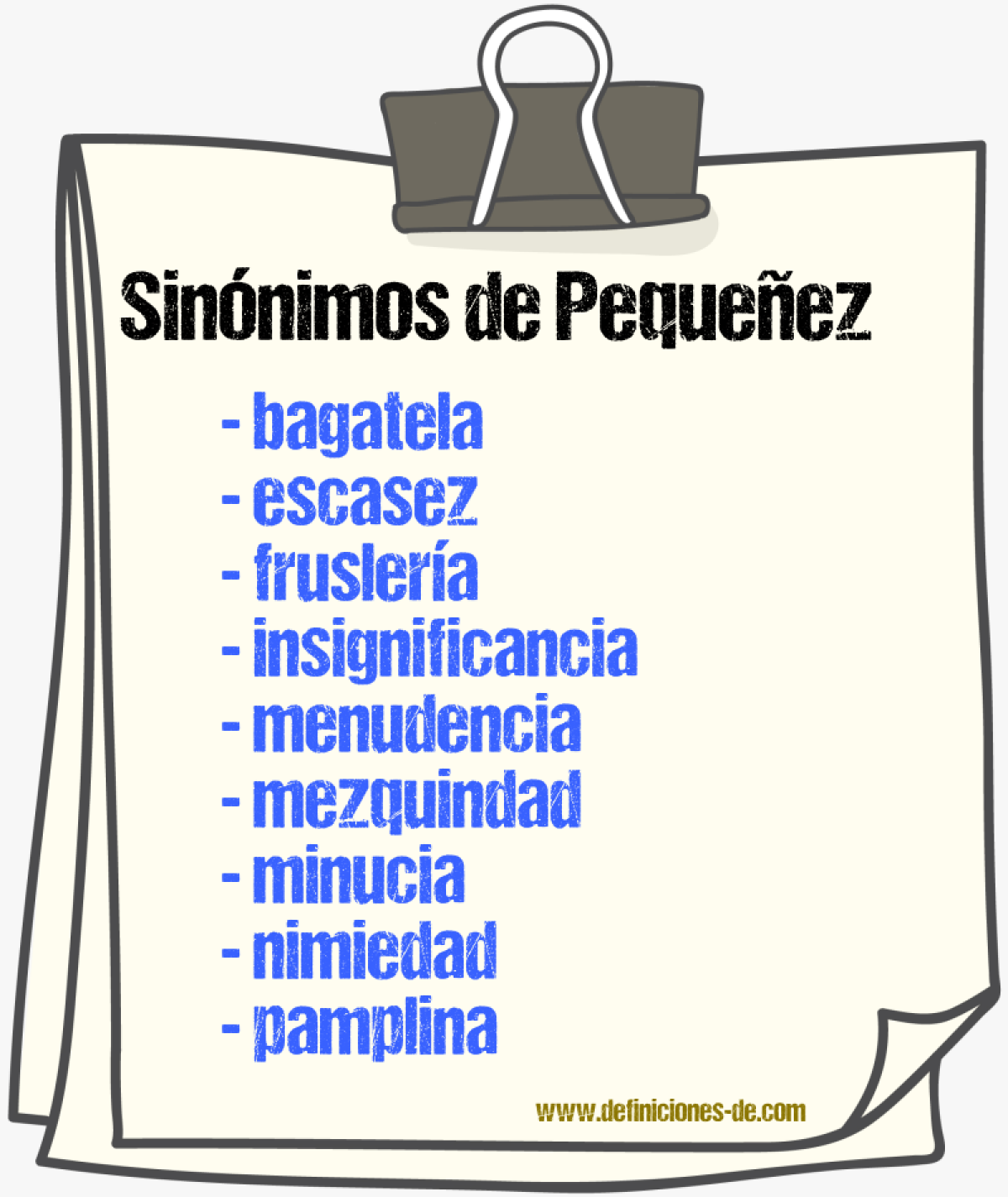 Sinónimos de «pequeñez»