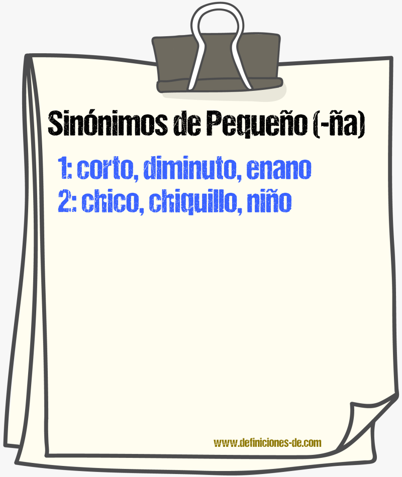 Sinónimos de «pequeño»