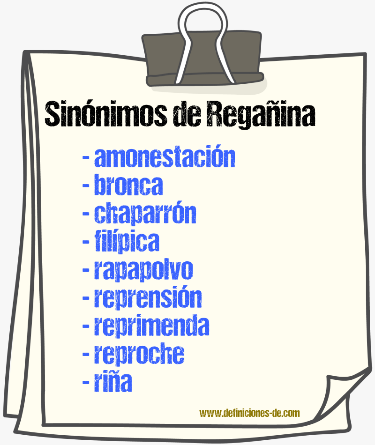 Sinónimos de «regañina»